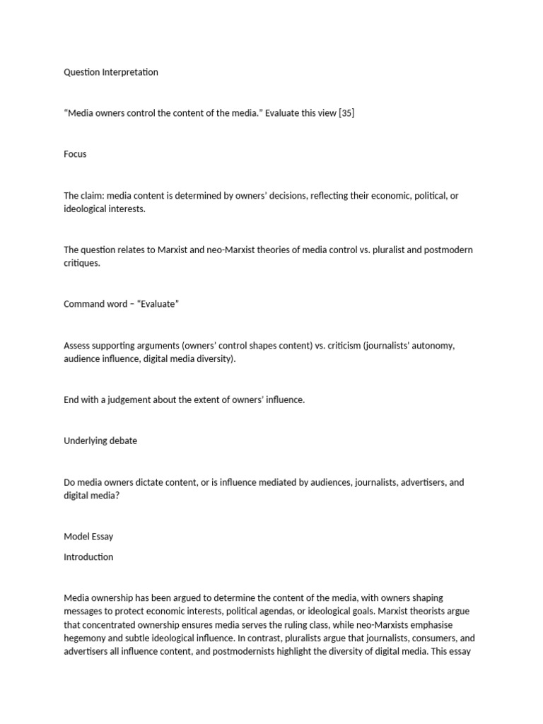 Media Owners and Control | PDF | Postmodernism | Ideologies