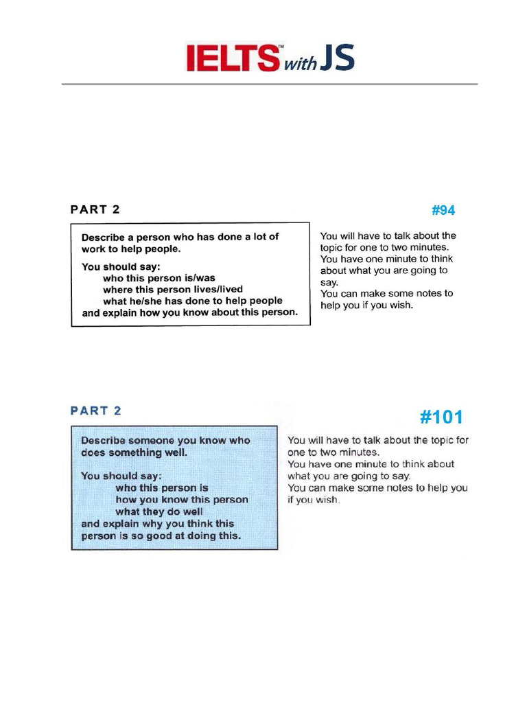 Speaking Part 2 Practice Questions | PDF