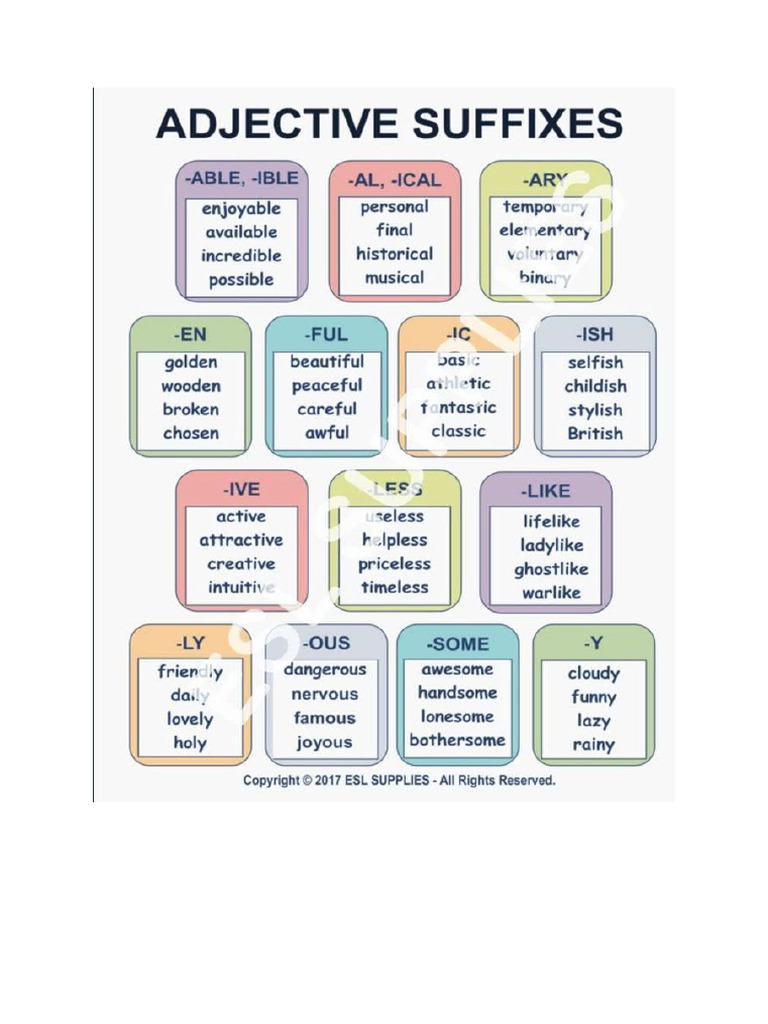 Adjective Suffixes | PDF
