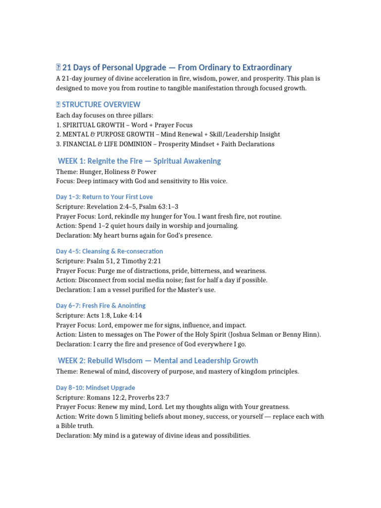 21 Days of Personal Upgrade Chris | PDF | Prayer | Bible