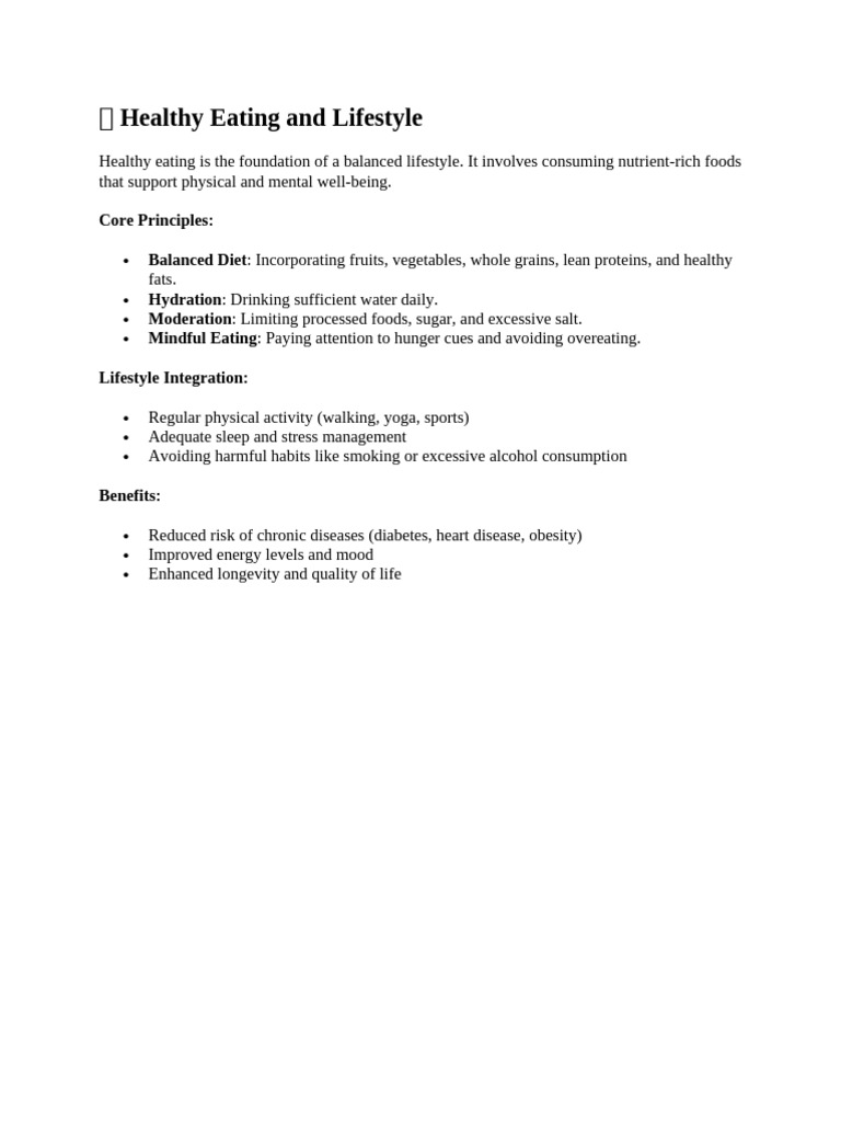 Healthy Eating for a Balanced Life | PDF