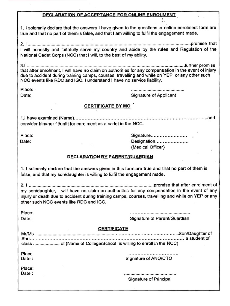 NCC JD Nis Form | PDF