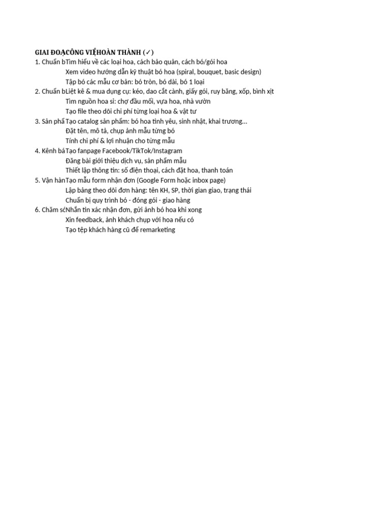 Checklist_Ban_Hoa_Online | PDF