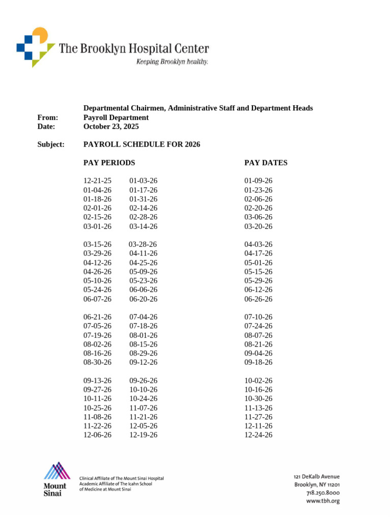 Payroll Schedule - Doc 2026 | PDF