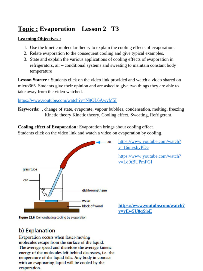 Cooling Effects of Evaporation Explained | PDF | Evaporation | Air ...
