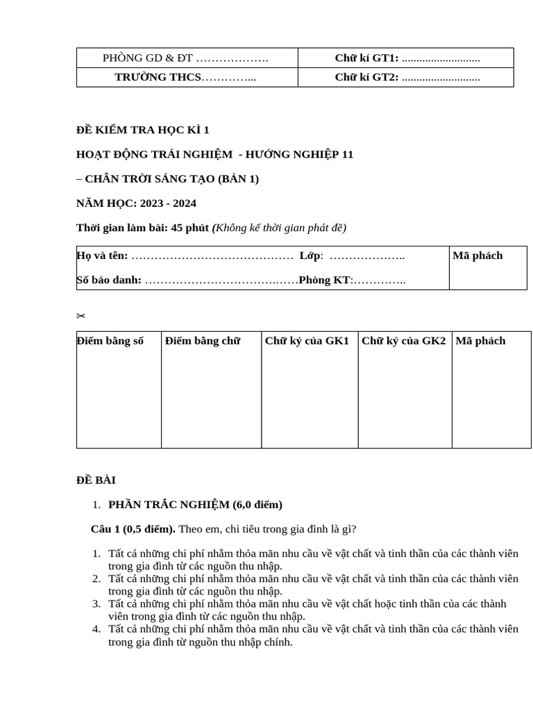 Bộ-3-Đề-cuối-kì-1-Trải-nghiệm-CTST-ban-1 | PDF
