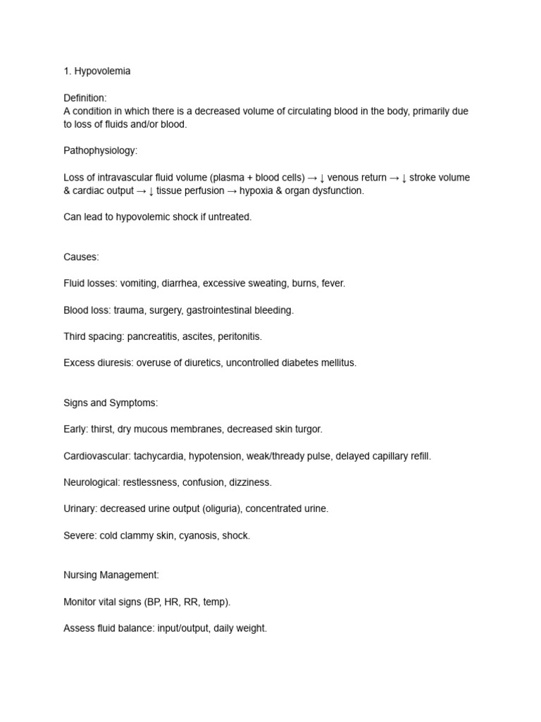 Hypovolemia and Hypervolemia Overview | PDF | Heart Failure | Edema