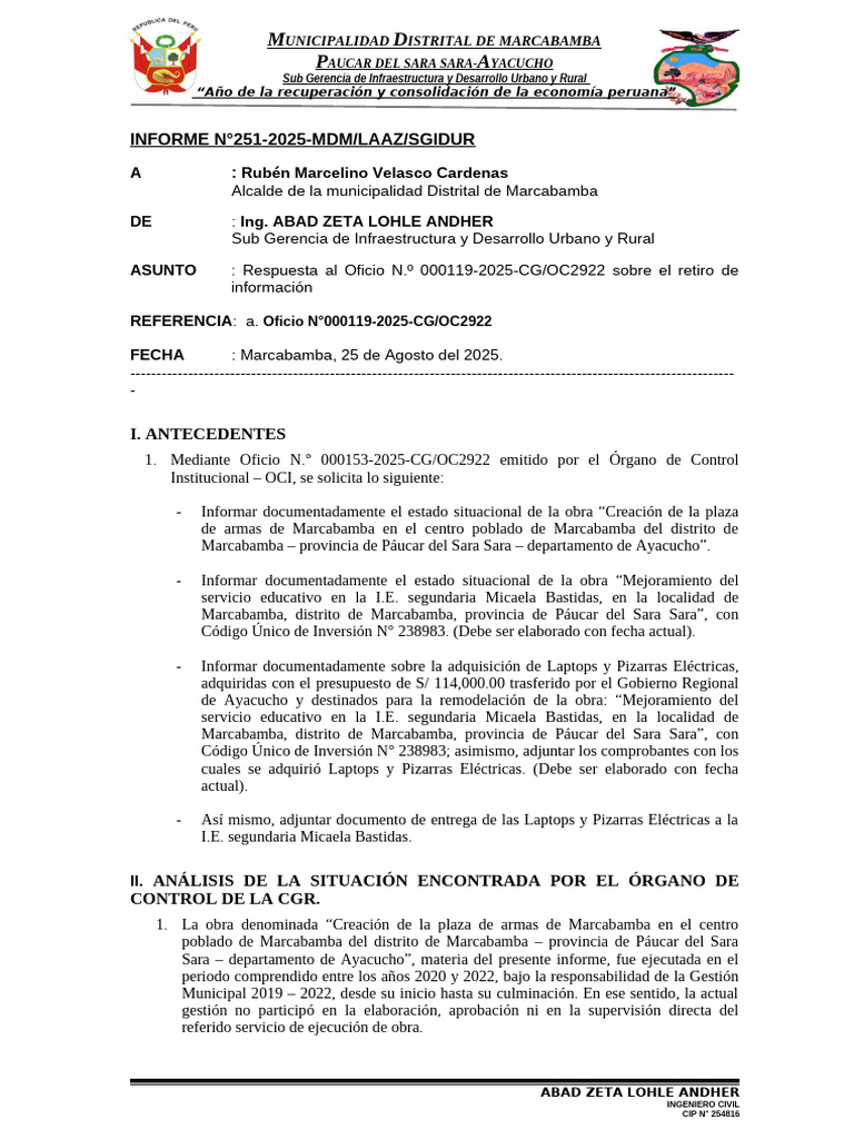Informe N° 251 informe situacional_OK | PDF | Planificación urbana | Perú