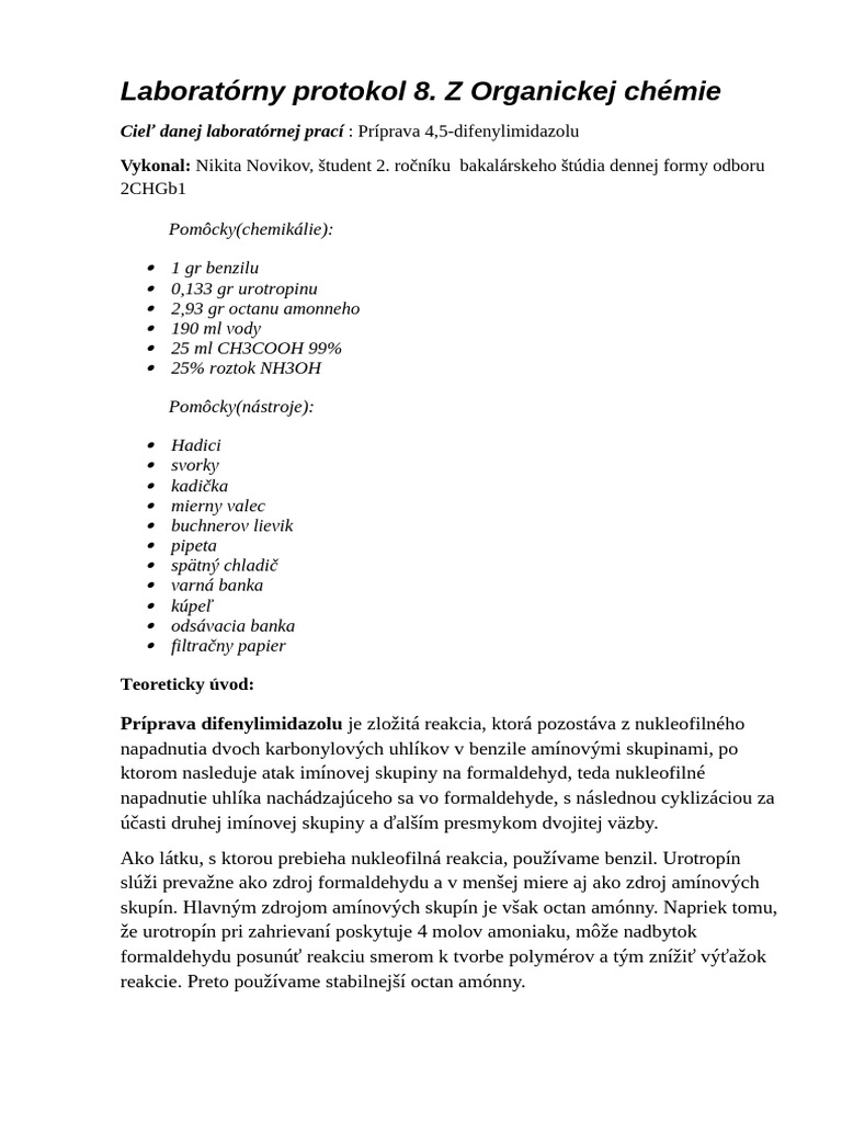 Laboratórny Protokol 8 | PDF