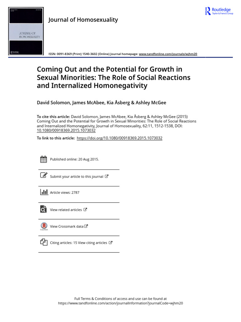 Coming Out and the Potential for Growth in Sexual Minorities the Role ...