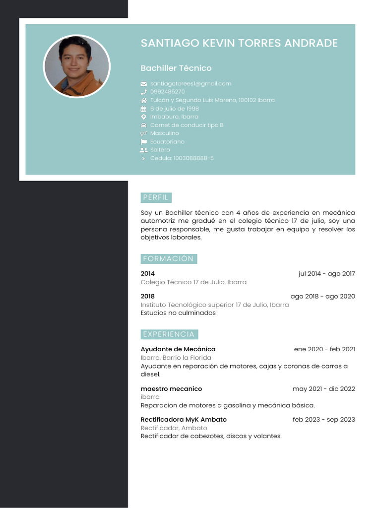 Cv Santiago Kevin Torres Andrade (1) | PDF