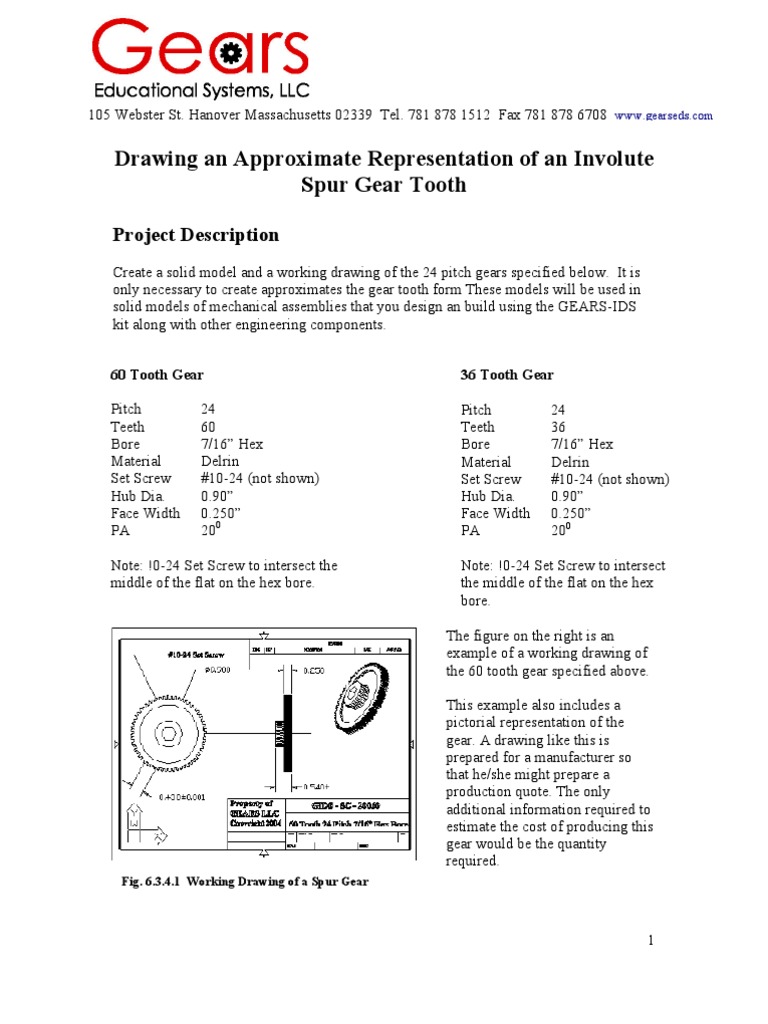 Spur Gear Drawing Instructions | PDF