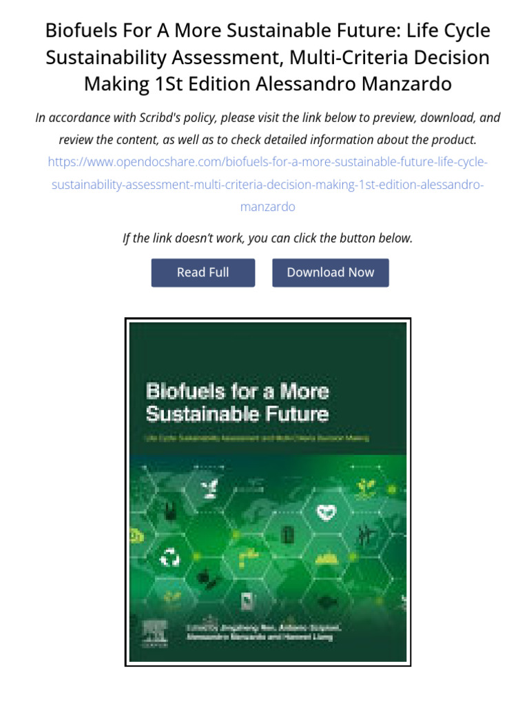 Biofuels for a More Sustainable Future: Life Cycle Sustainability ...