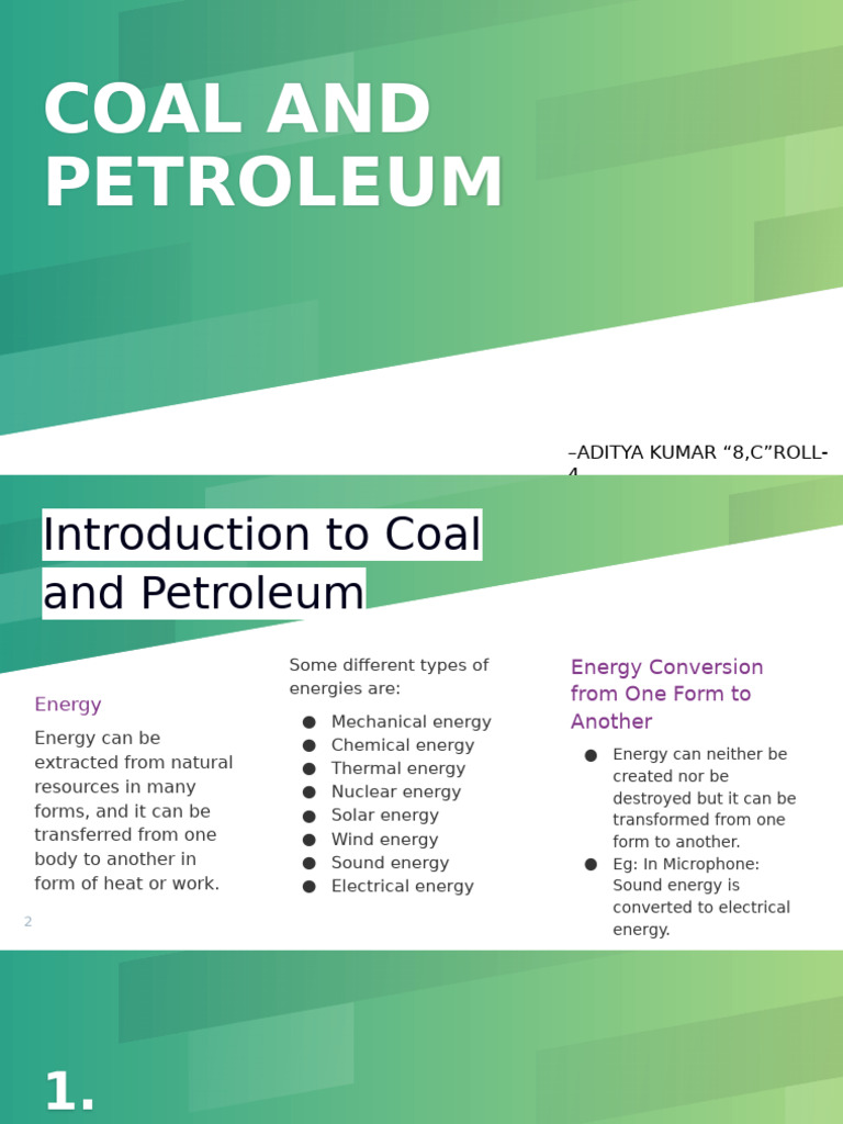 Coal and Petroleum (by Aditya Kuymar,Class 8,Sec c,Roll 4) | PDF | Coal ...