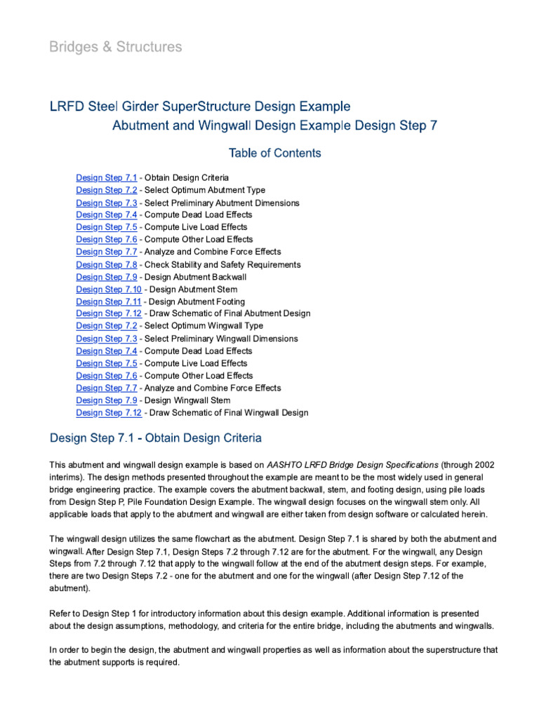 Abutment and Wingwall Design | PDF
