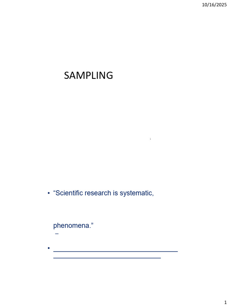 Sampling | PDF | Sampling (Statistics) | Stratified Sampling