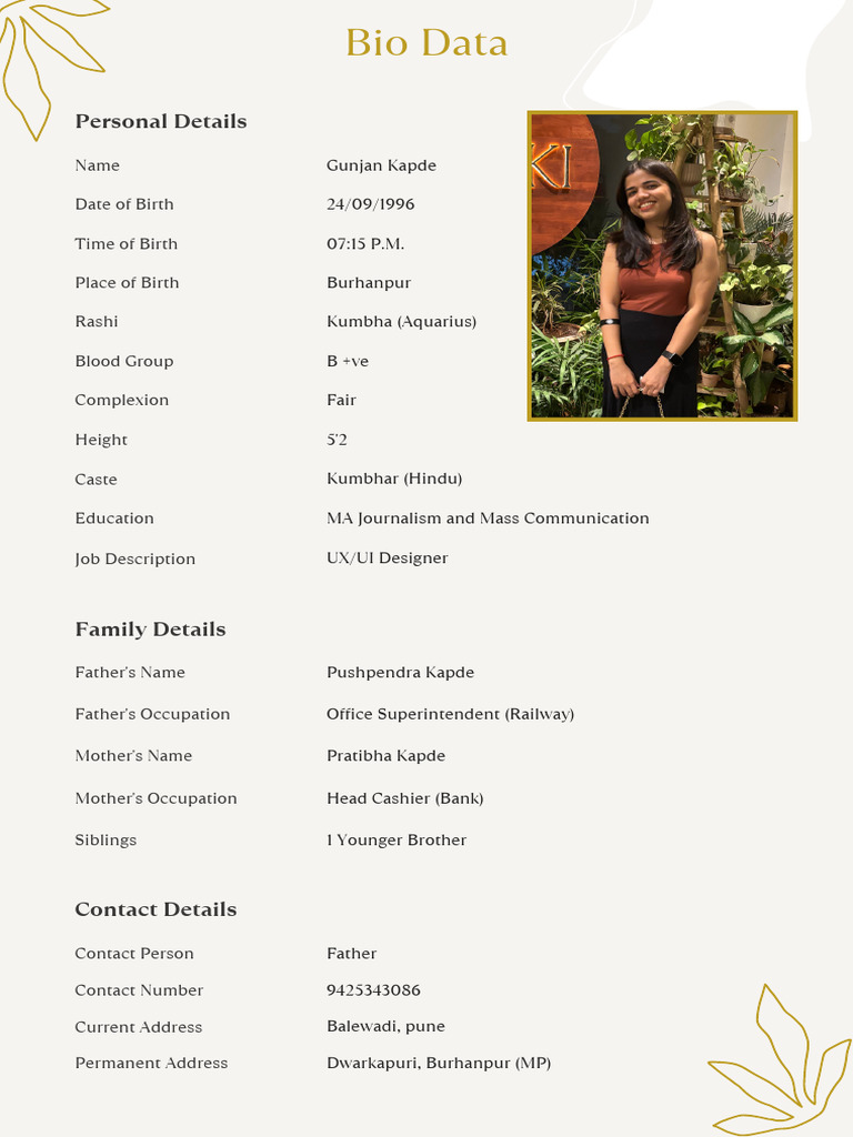 Bio Data Gunjan | PDF