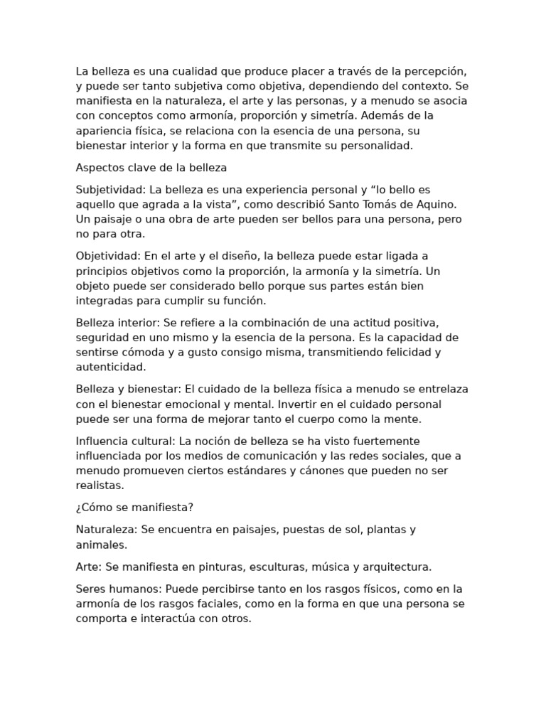 La Belleza | PDF