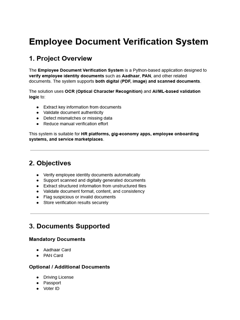 Employee Document Verification System | PDF | Optical Character ...