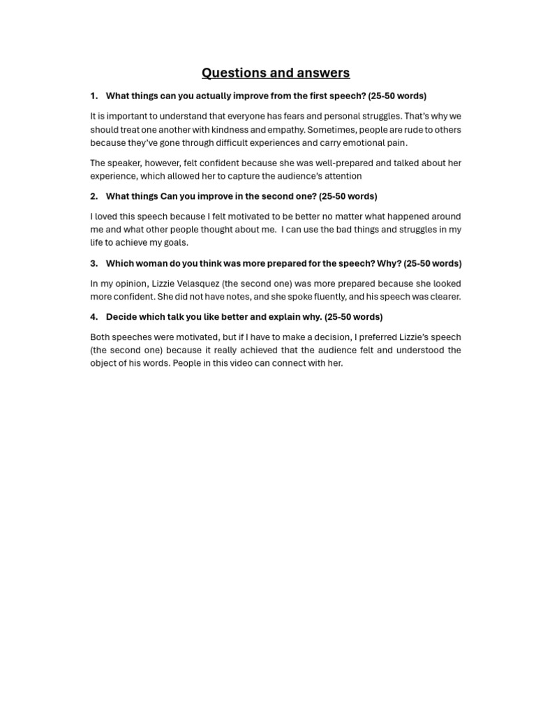 Questions and Answers_good or Bad Speech(1) | PDF