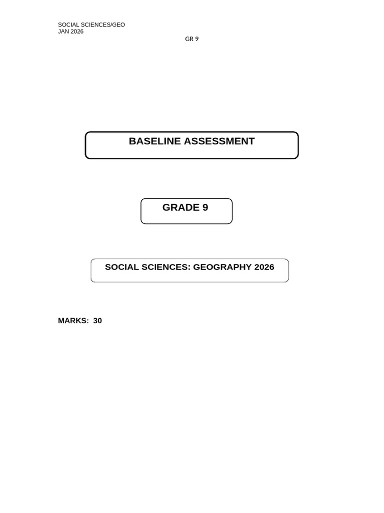 Grade 9 Geography Baseline Assessment | PDF | Learning