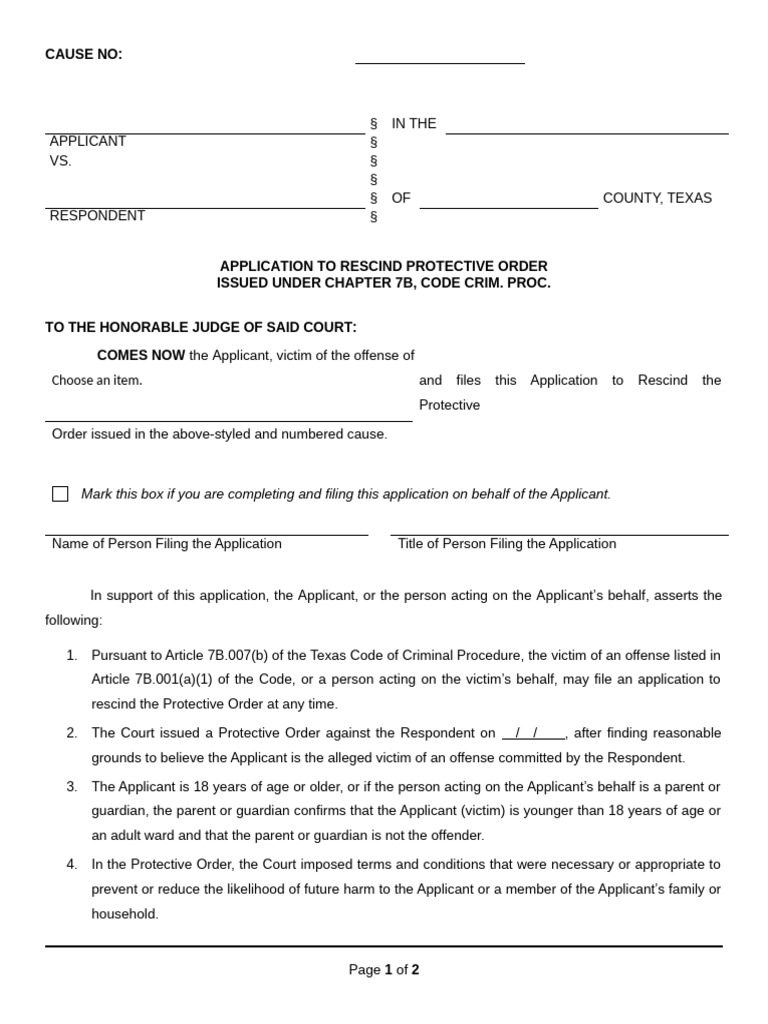 005 Application to Rescind Ch 7b Po Final | PDF | Justice | Crime ...