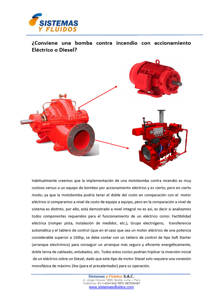 Conviene Mi Bomba Contra Incendio Eléctrico o Diesel | PDF | Motores ...