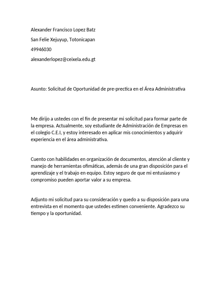 Alexander Francisco Lopez Batz Carta | PDF