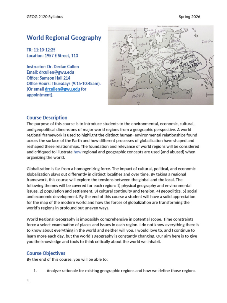 GEOG 2120 World Regional Geography Syllabus | PDF | Academic Dishonesty ...