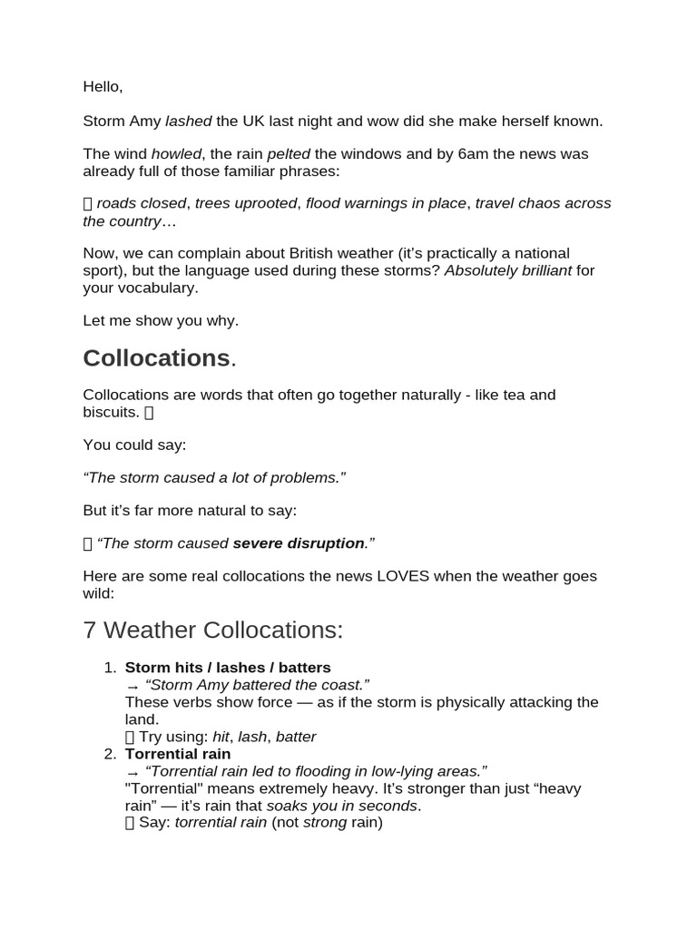 Weather Collcoations | PDF | Storms | Severe Weather