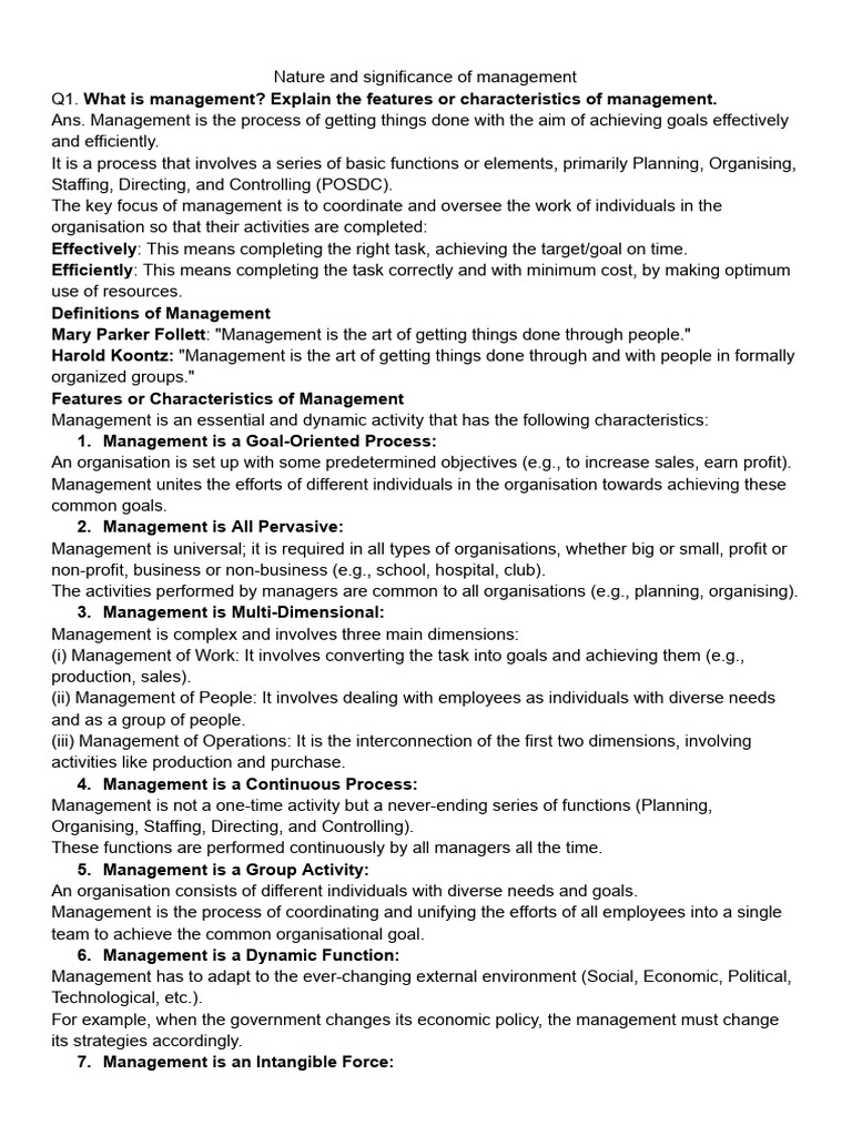Chapter 1. Nature and significance of management (1) | PDF | Employment ...