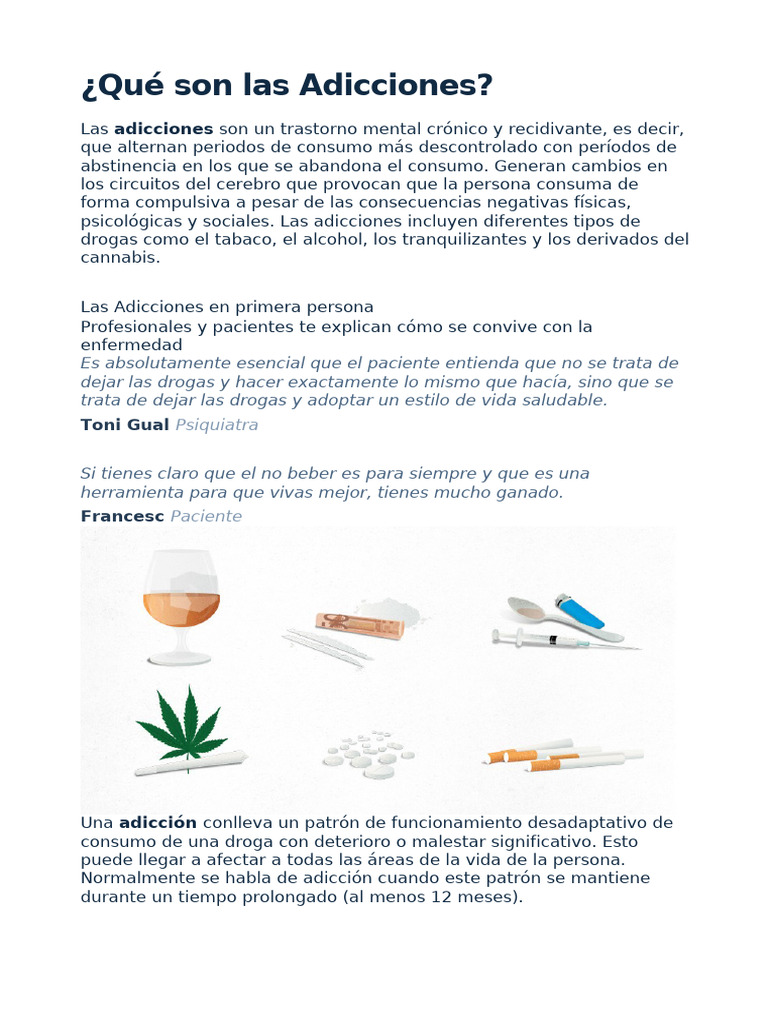 Qué son las Adicciones | PDF | Despachador de drogas | Drogas