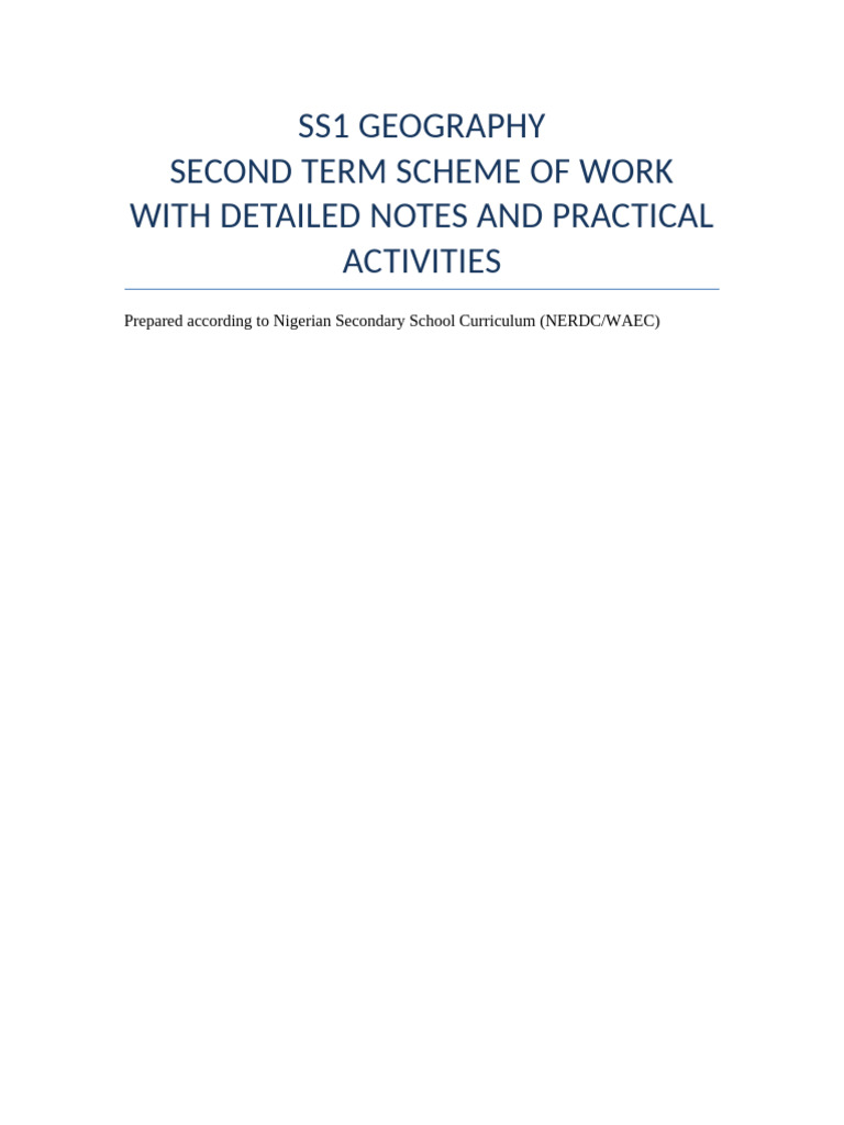 SS1 Geography Term 2 Scheme Overview | PDF | Geography | Longitude