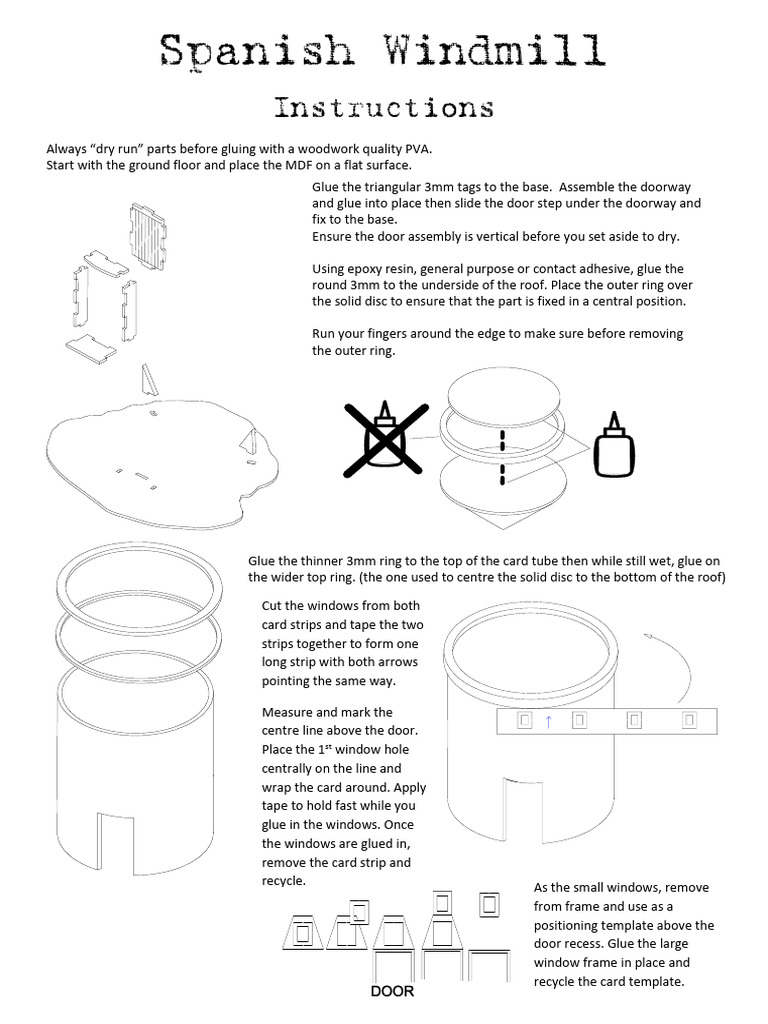 DIY Spanish Windmill Model Instructions | PDF | Adhesive
