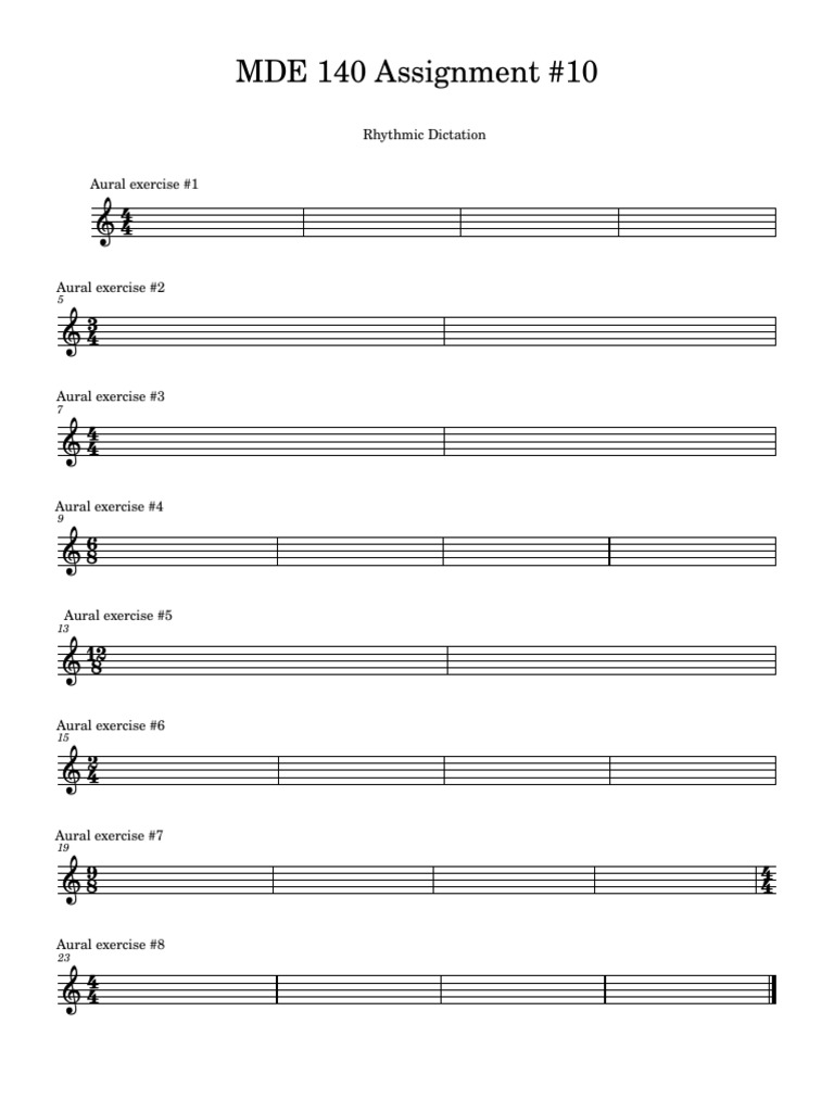 MDE 140 Rhythmic Dictation Exercises | PDF