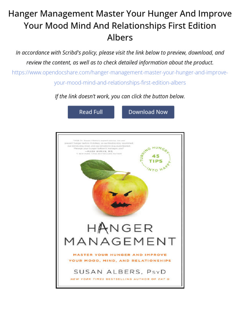 Hanger management master your hunger and improve your mood mind and ...