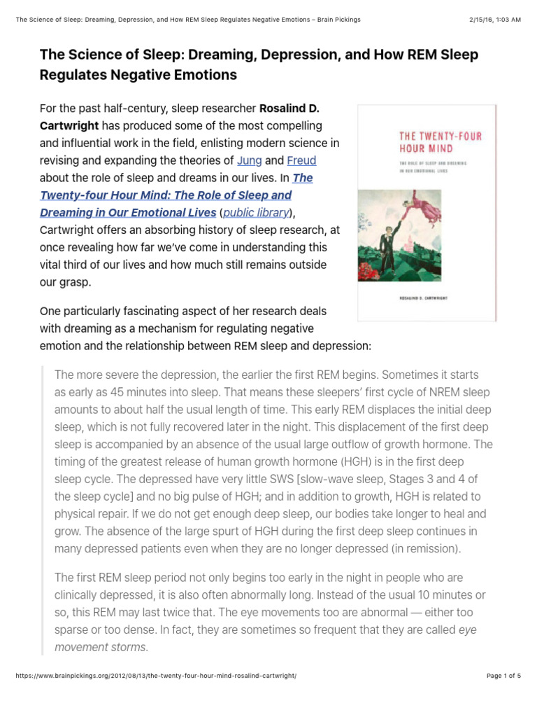 The Science of Sleep: Dreaming, Depression, And How REM Sleep Regulates ...