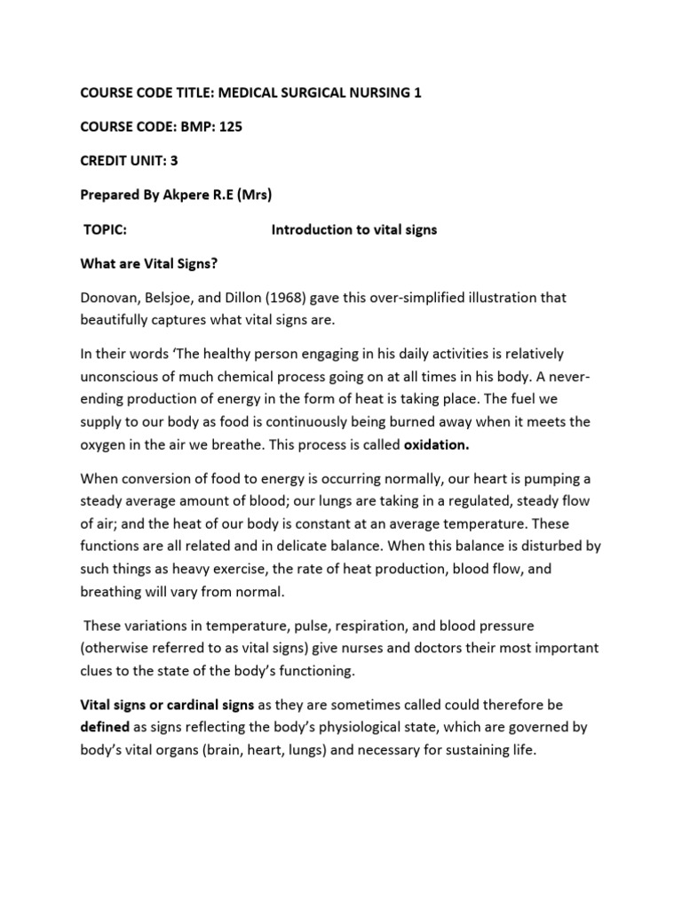 Understanding Vital Signs in Nursing | PDF | Fever | Thermoregulation