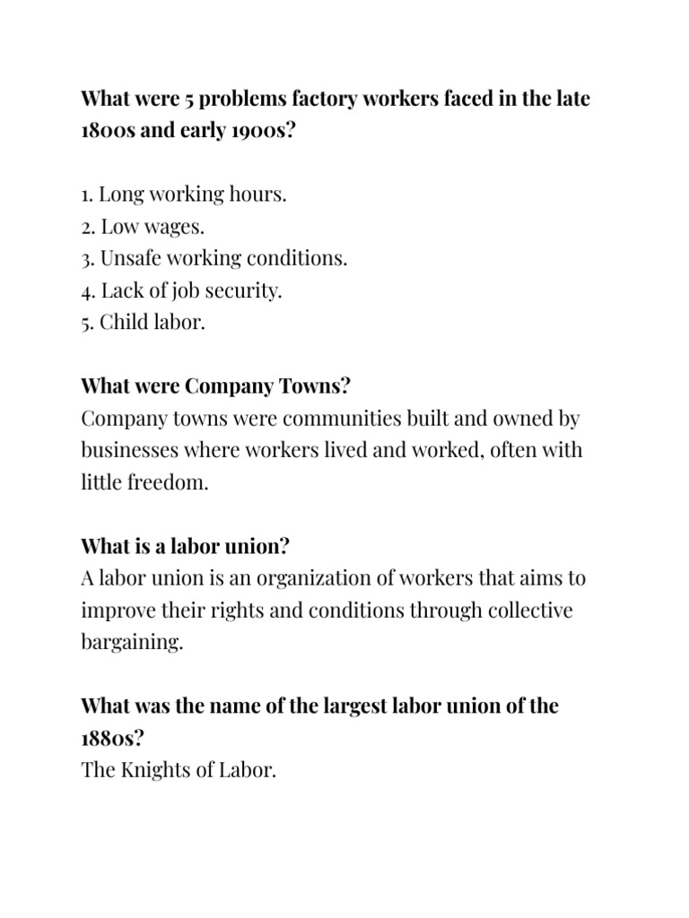 Copy of Organized Labor, Immigration, And Urbanization | PDF | Trade ...