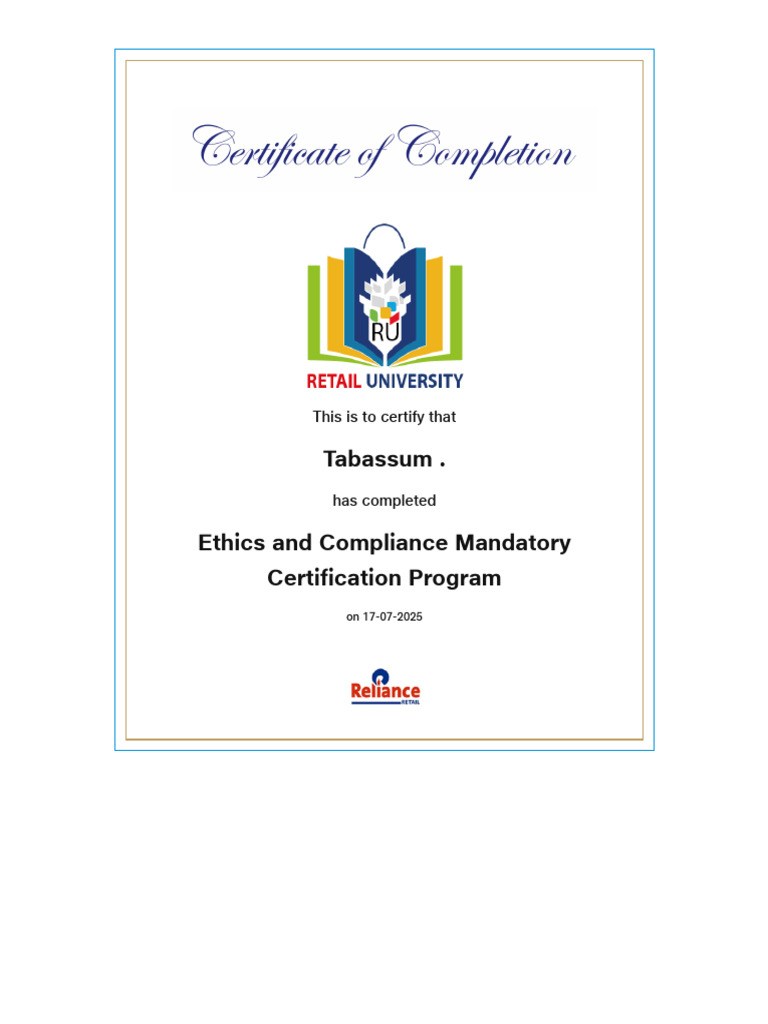 Retail Certificate _ RetailUniversity | PDF