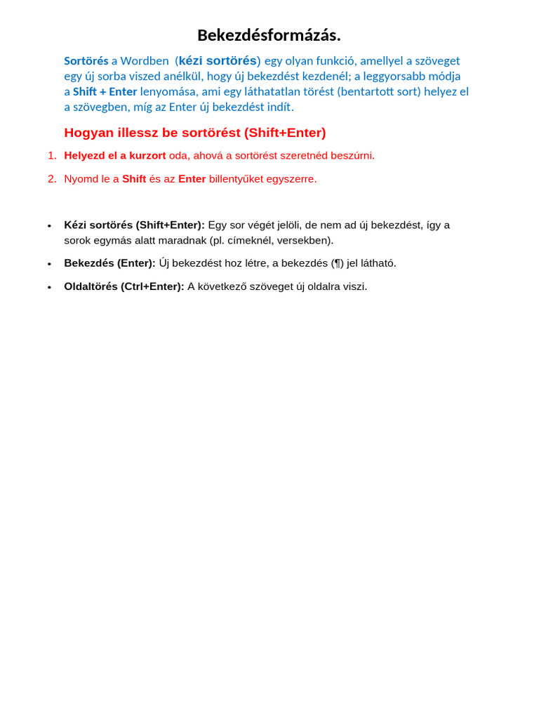 Óra Bekezdésformázás 8. Évf. | PDF