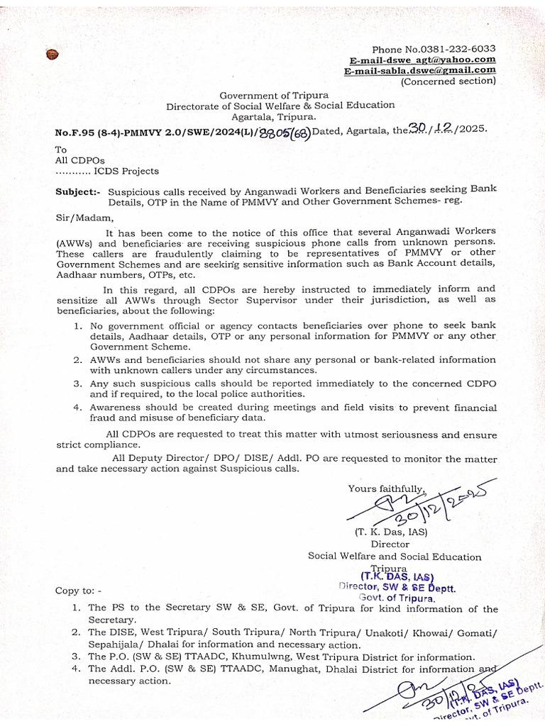 Suspicious Calls Received by AWWs and Beneficiary | PDF