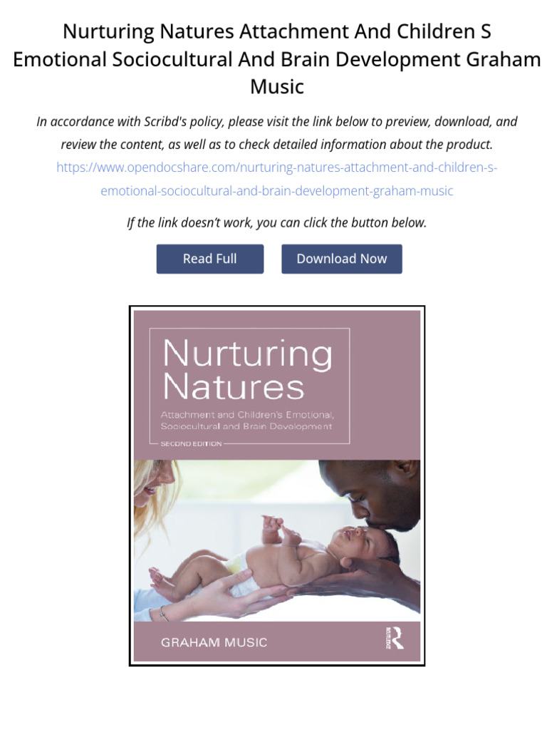 Nurturing Natures Attachment and Children s Emotional Sociocultural and ...