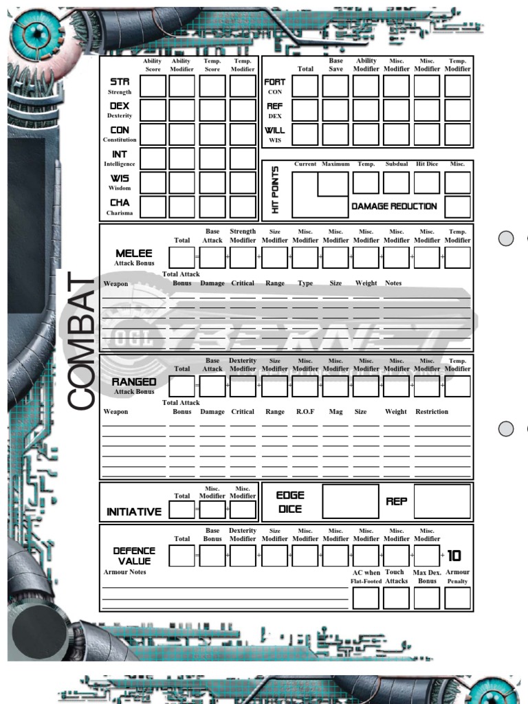 Character Ability and Skills Sheet | PDF