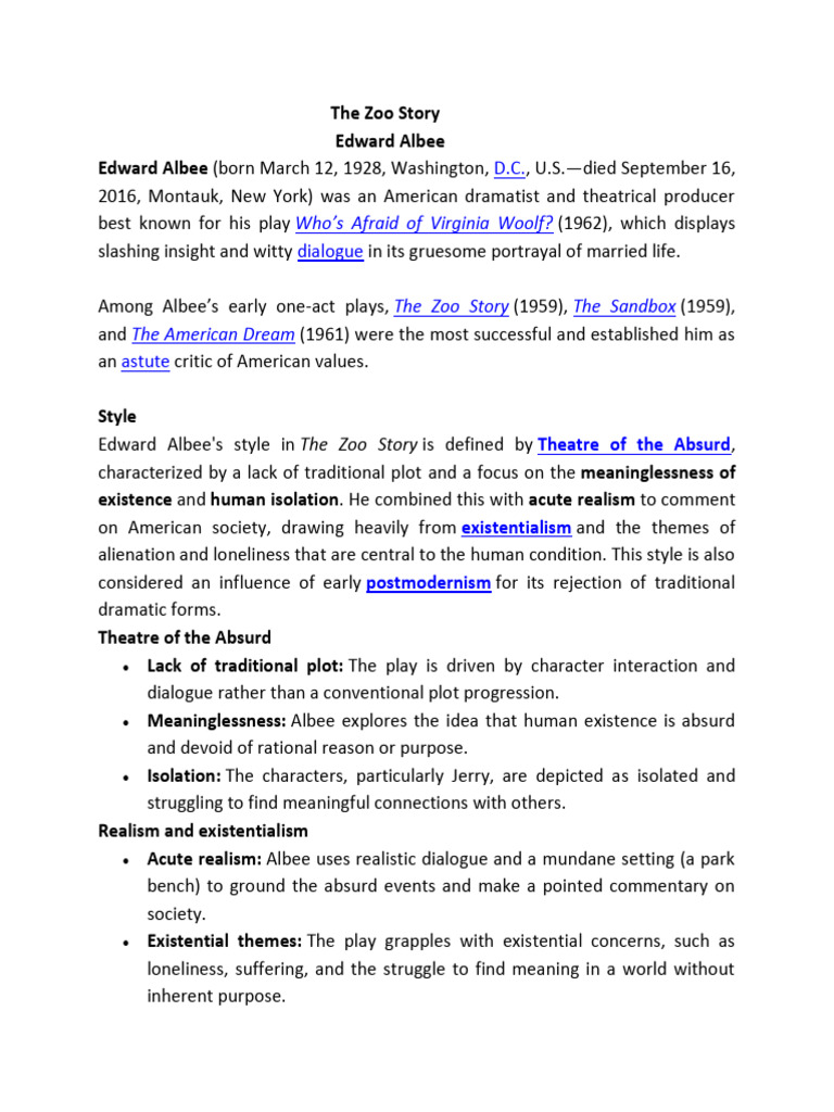 The Zoo Story (Study Materials) | PDF | Masculinity | Homosexuality