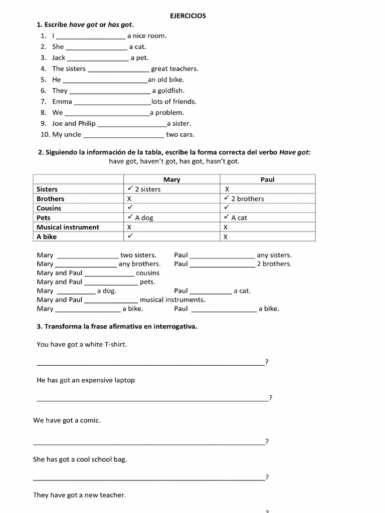 Exercises To Have Got | PDF