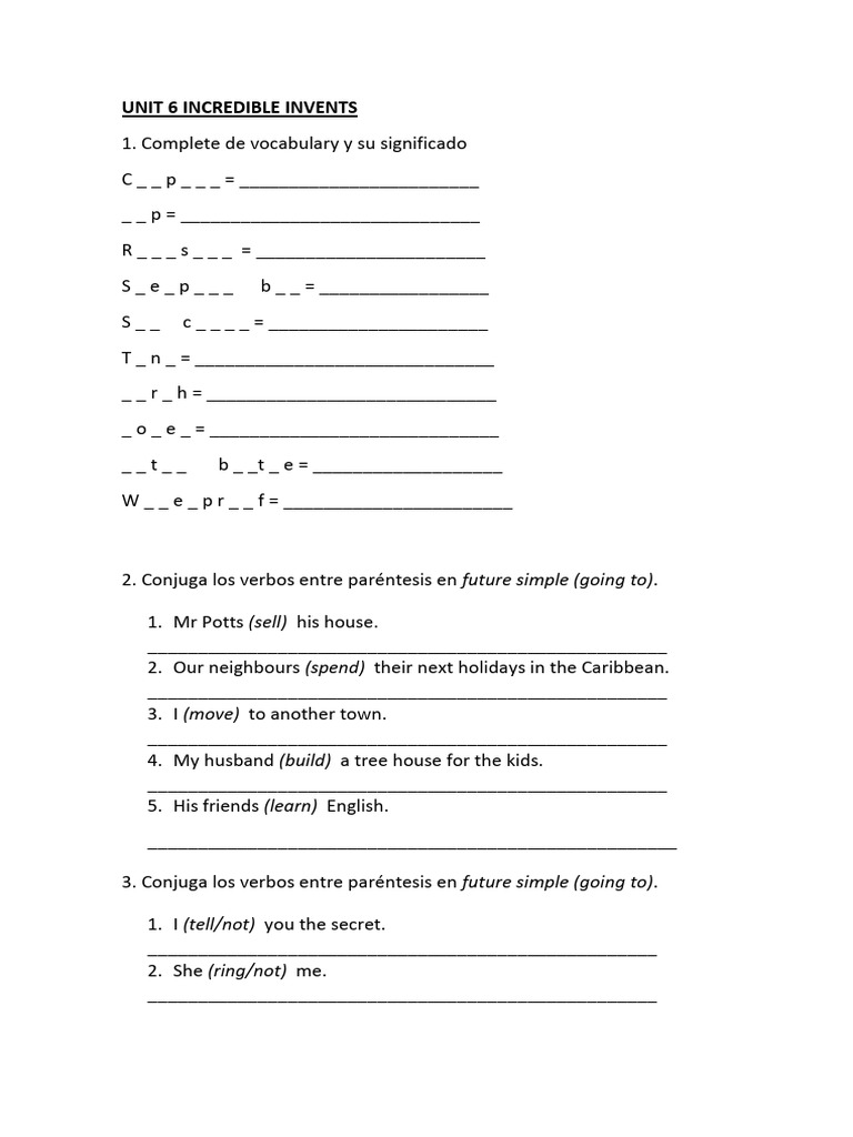 6 UNIT 6 FICHAS | PDF