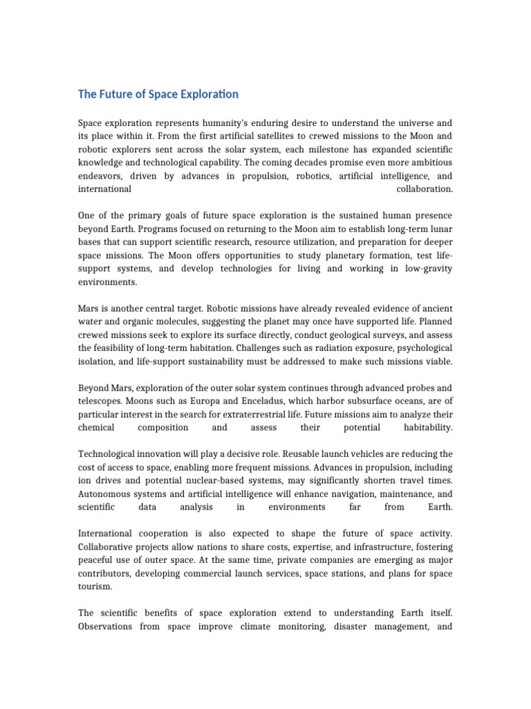 Future of Space Exploration Insights | PDF | Space Exploration ...