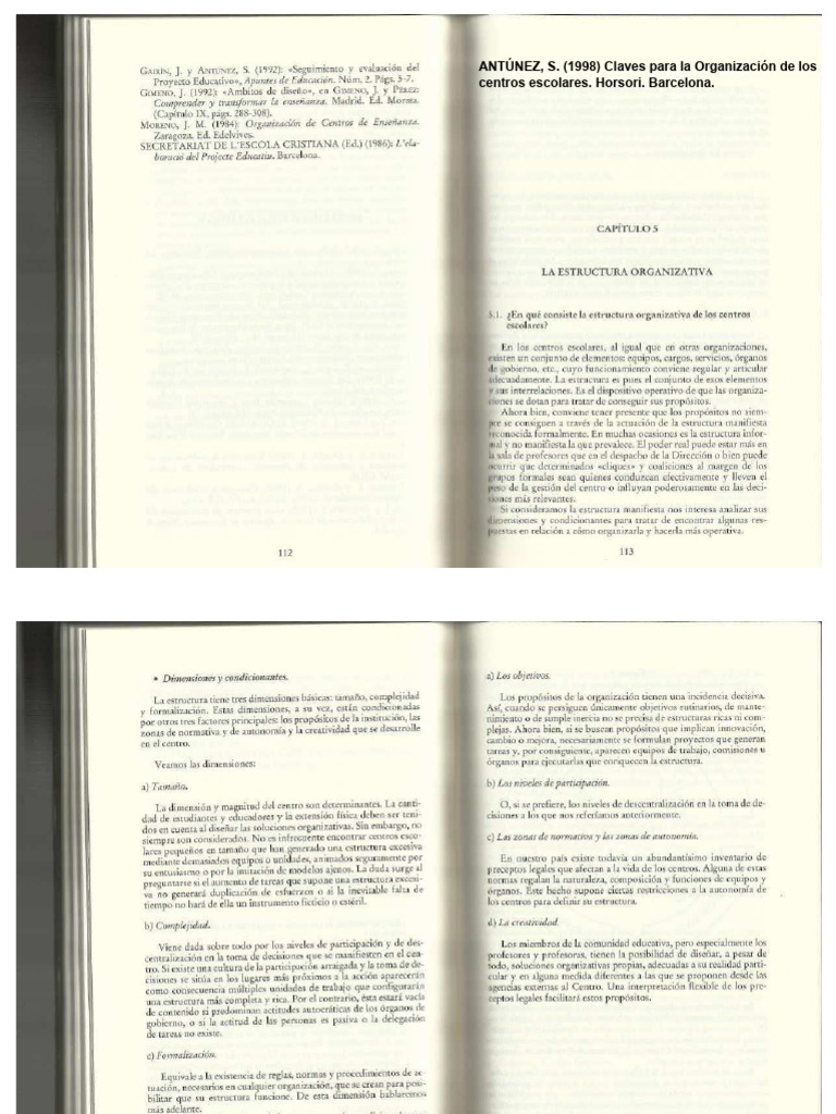 Antunez Cap 5 Claves Para La Organización de Los Centros Escolares | PDF