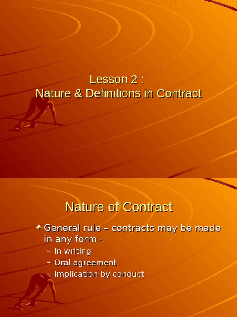 Lesson 2 Definitions contract | PDF | Offer And Acceptance | Consideration
